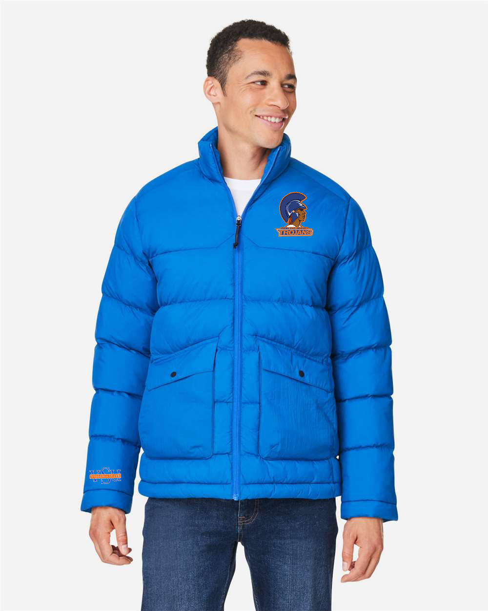 Trojan Logo Puffer Jacket - Men's – Victory Threads & Prints